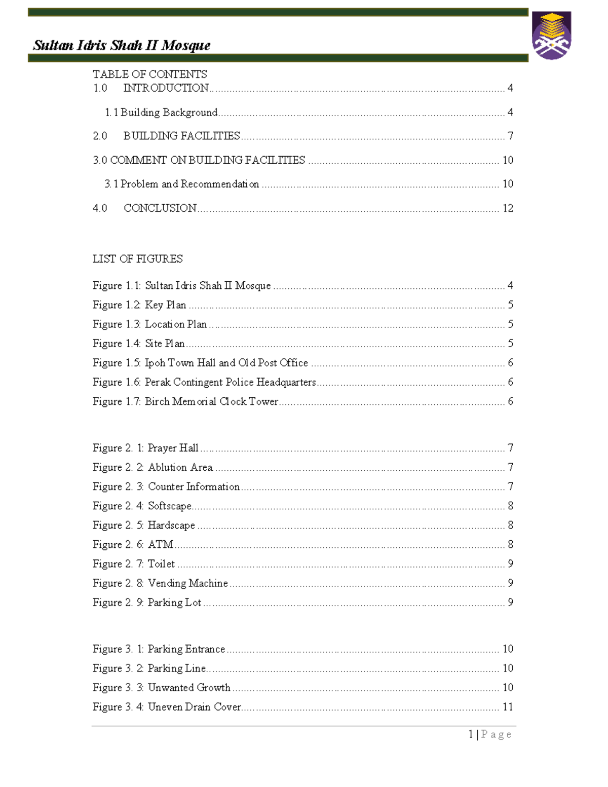 Test 2 - Test - TABLE OF CONTENTS 1 INTRODUCTION 1 Building Background ...
