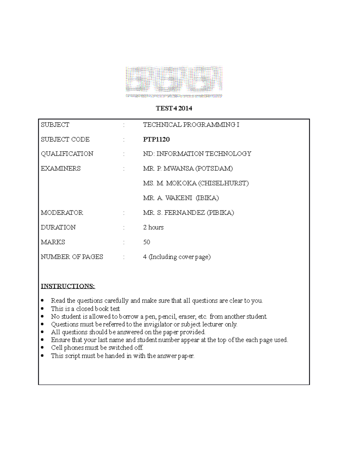 TP1Test42014 - hci slides - TEST4 2014 SUBJECT : TECHNICAL PROGRAMMING ...