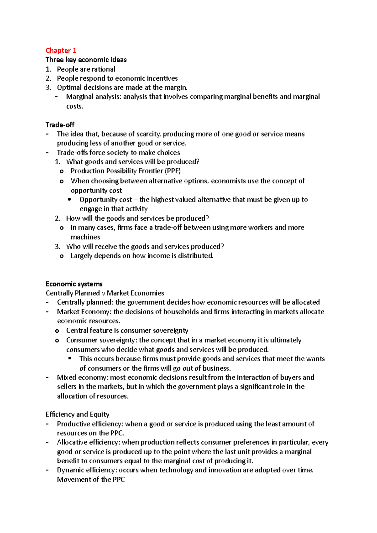ECON100 notes - Summary Economic Essentials for Business - Chapter 1 ...