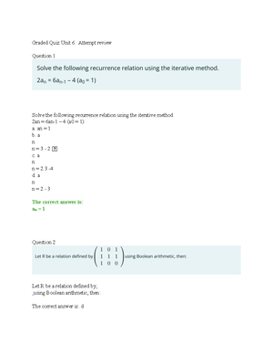 Final EXAM MATH 1302-01 Discrete Mathematics - Q u e s t i o n 1 Answer saved Marked out of 1 ...