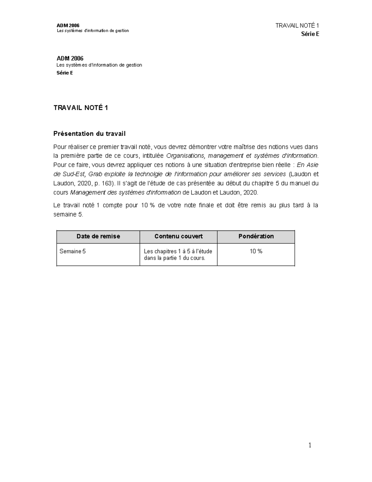 ADM2006 TN1-E - TN1 - Série E ####### Les systèmes d’information de gestion ADM 2006 Les ...