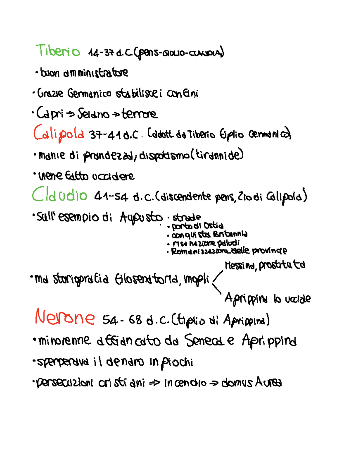 Schema imperatori - Tiberio 14 37 d C gens Giulio Claudia ...