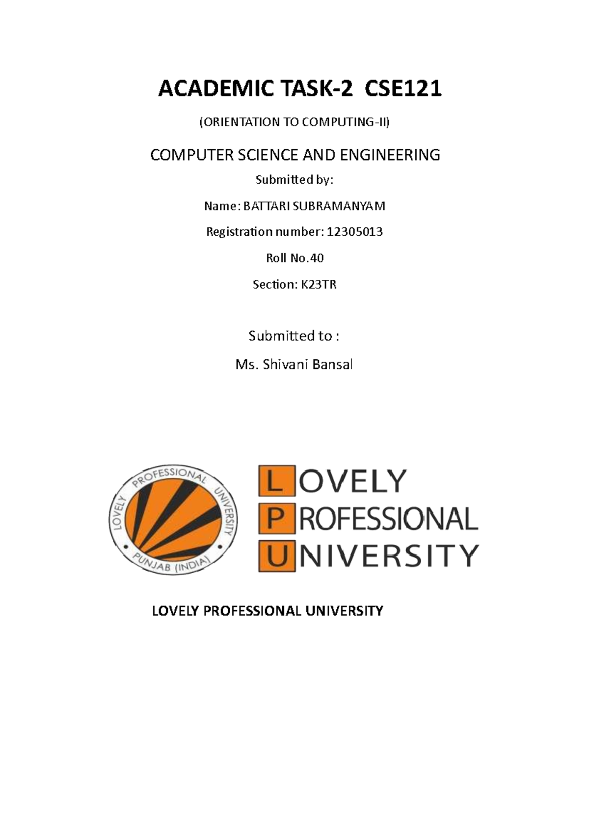 Ca2 For Cse121 Portfolio Academic Task 2 Cse Orientation To Computing Ii Computer Science