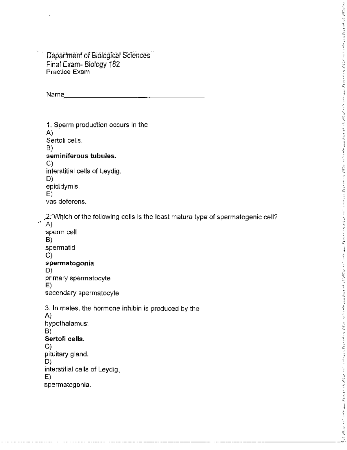 A & P 2 Final Exam - Anatomy and Physiology II - Department of ...