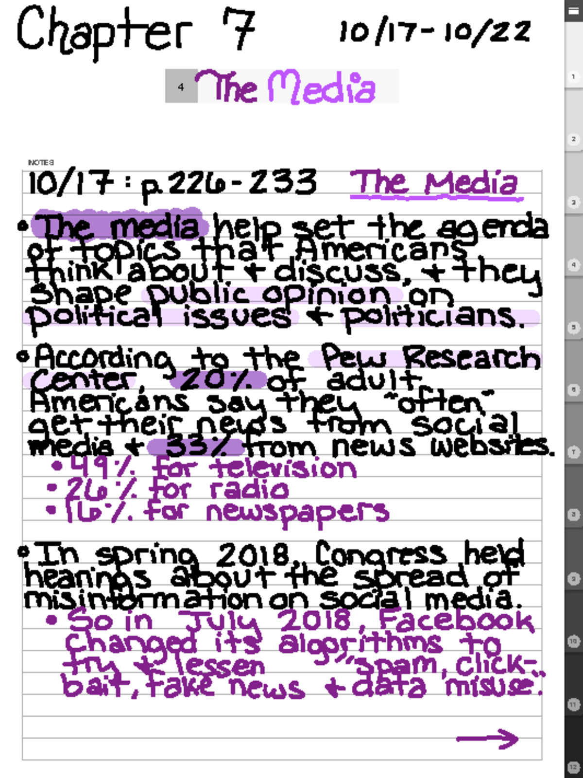 Government The Media - 1 2 3 4 5 6 7 8 9 10 11 12 NOTES 4 Chapter 7 10/ ...