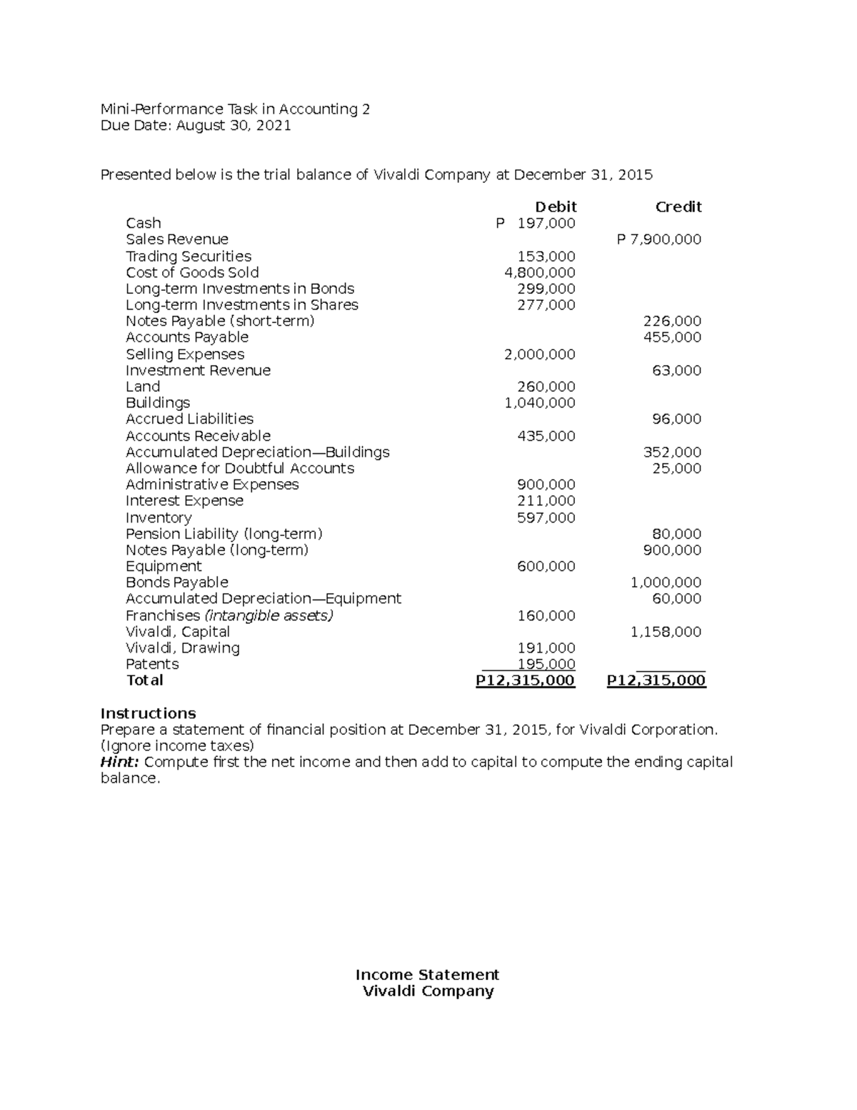 Mini-Task-in-Accounting-2 1 - Debit Credit Instructions Prepare a ...