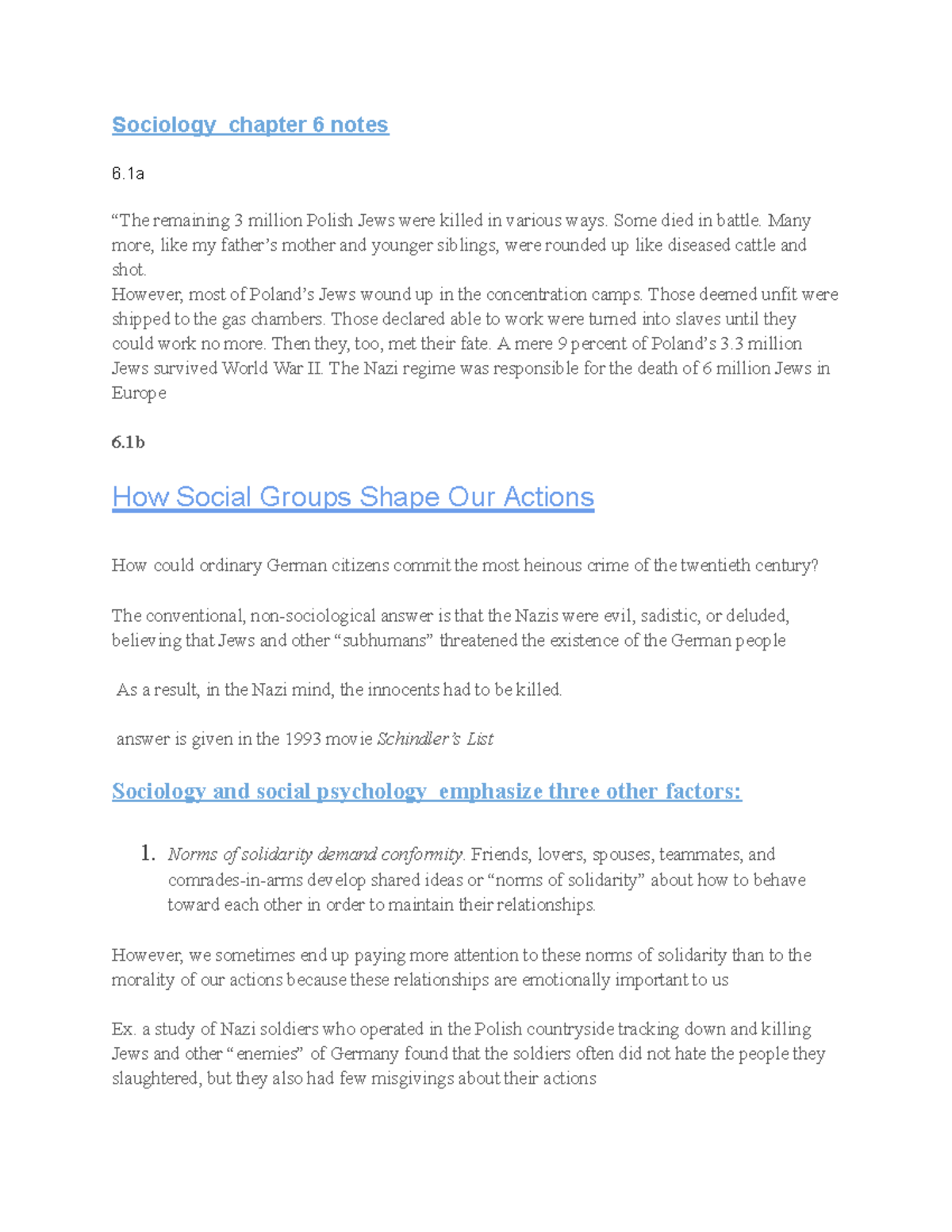 Sociology chapter 6 notes - Sociology chapter 6 notes 6 “The remaining ...