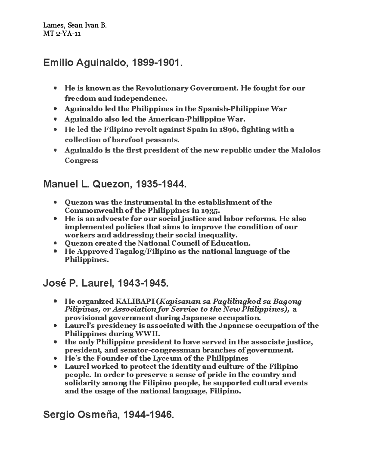 RIPH - RIPH - MT 2-YA- Emilio Aguinaldo, 1899-1901. He is known as the ...