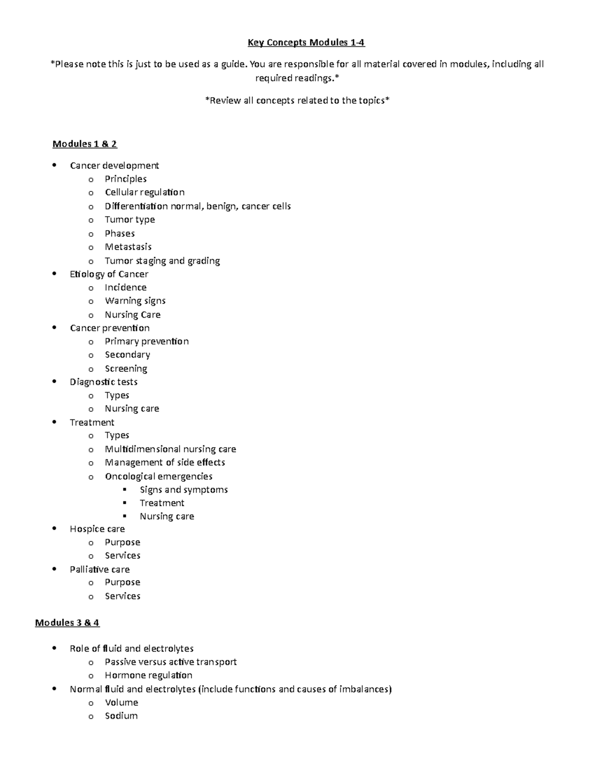 Key Concepts Mods 1-4 - Key concept guide for exam 1 - Key Concepts ...