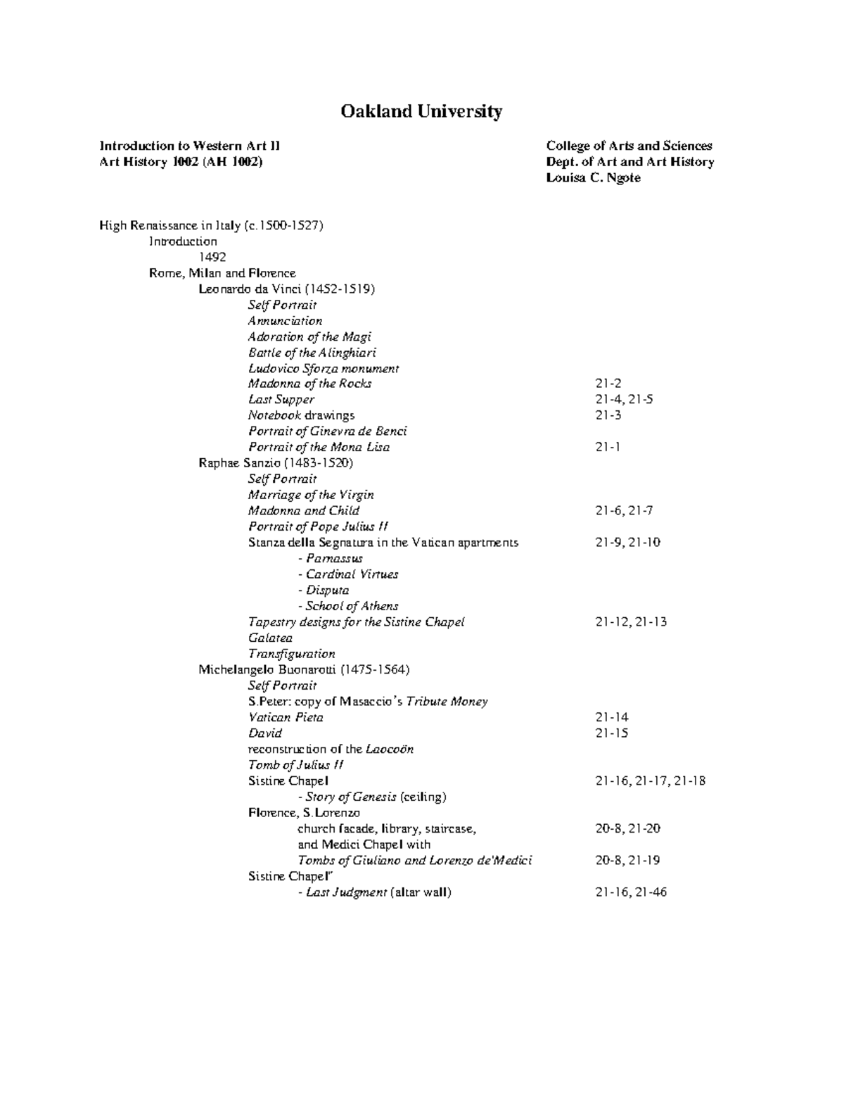 Stokstad 6th AH 100 2 outline page 6 of 27 - Oakland University ...