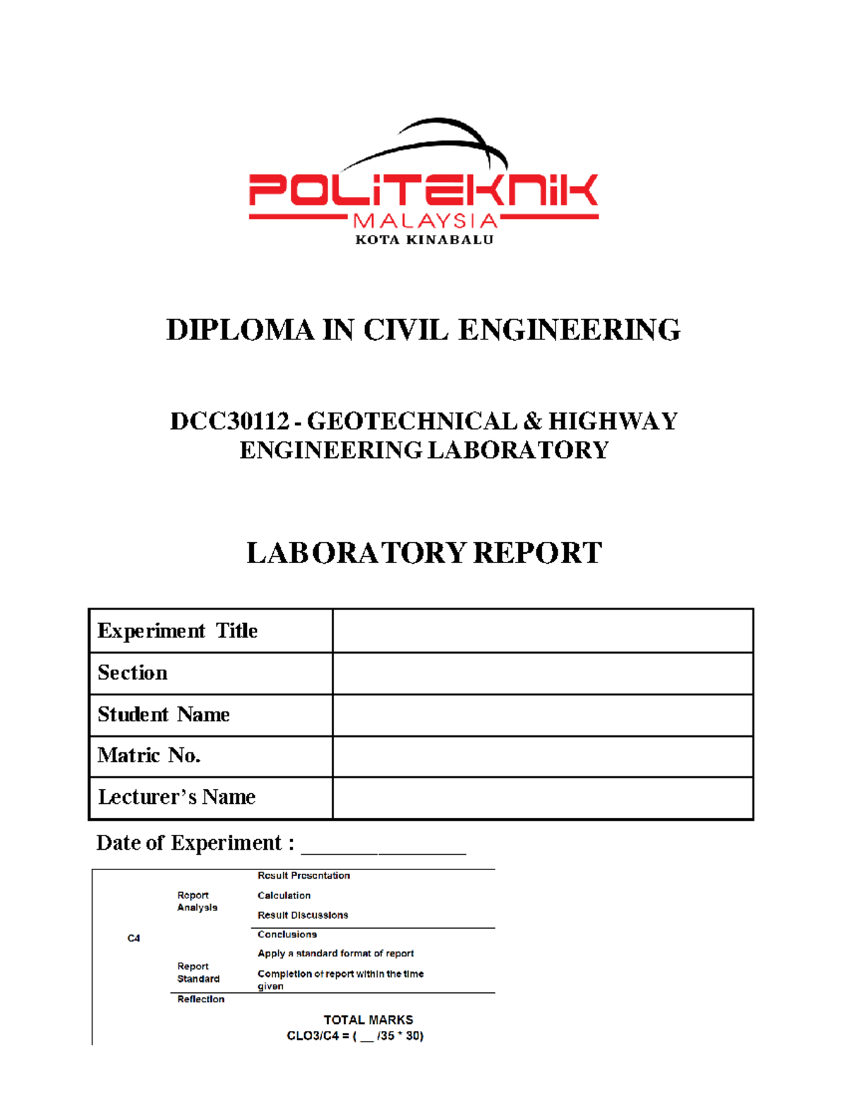 P1 Probe Mackintosh (Compulsory) - DIPLOMA IN CIVIL ENGINEERING ...