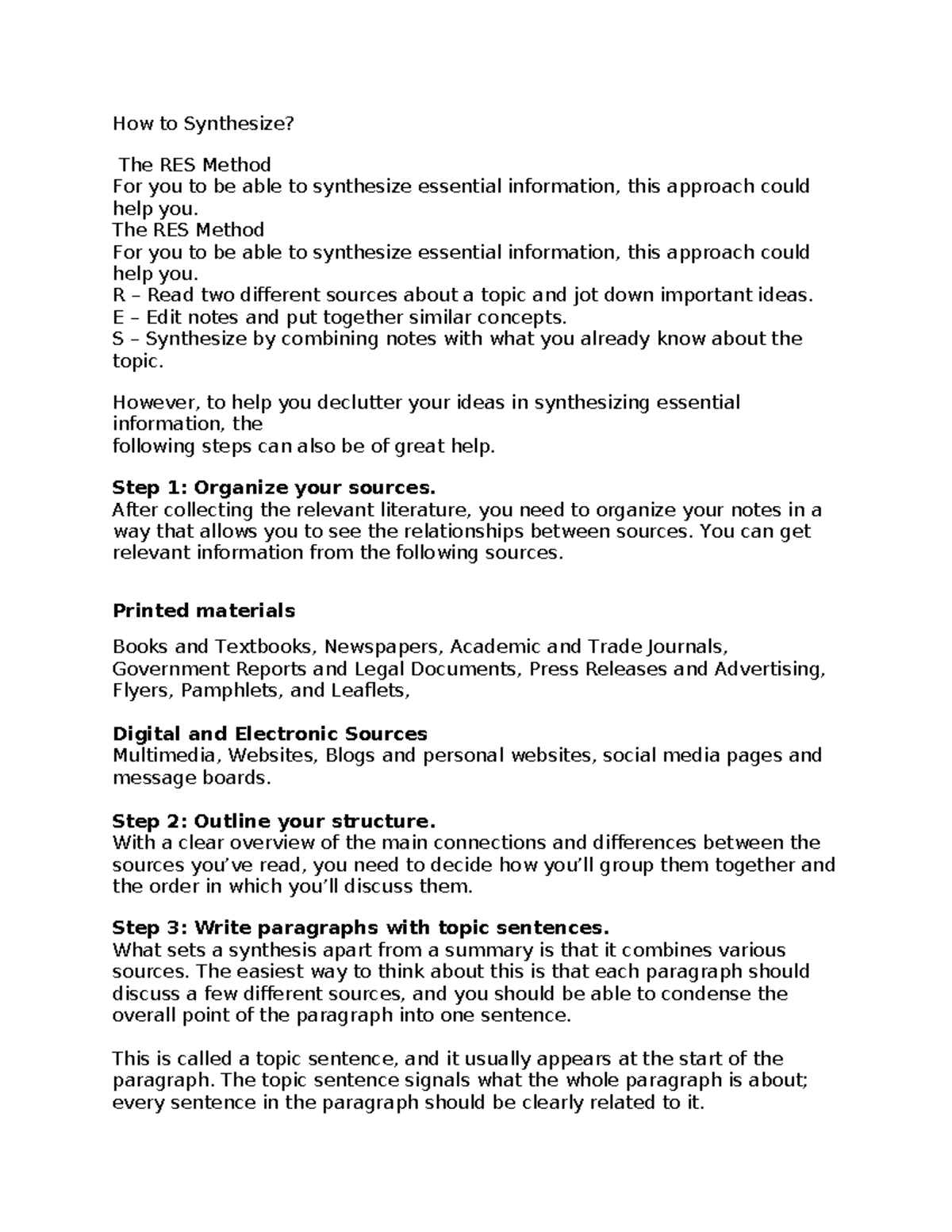 How to Synthesize - steps - How to Synthesize? The RES Method For you ...