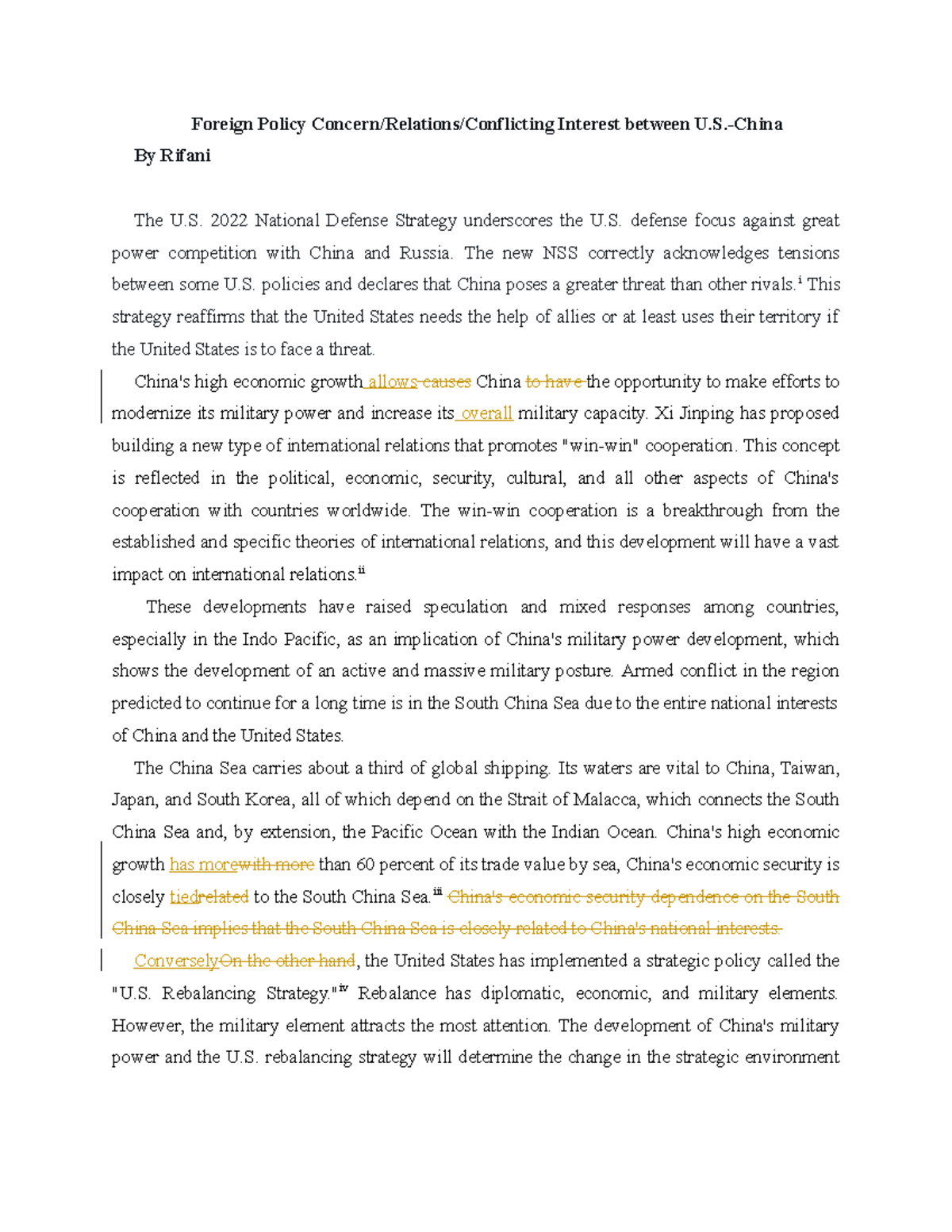 Foreign Policy Concern Relations Conflicting Interest between U -China ...