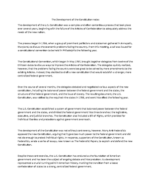 The Ratification of the Constitution notes - Constitution was a crucial ...