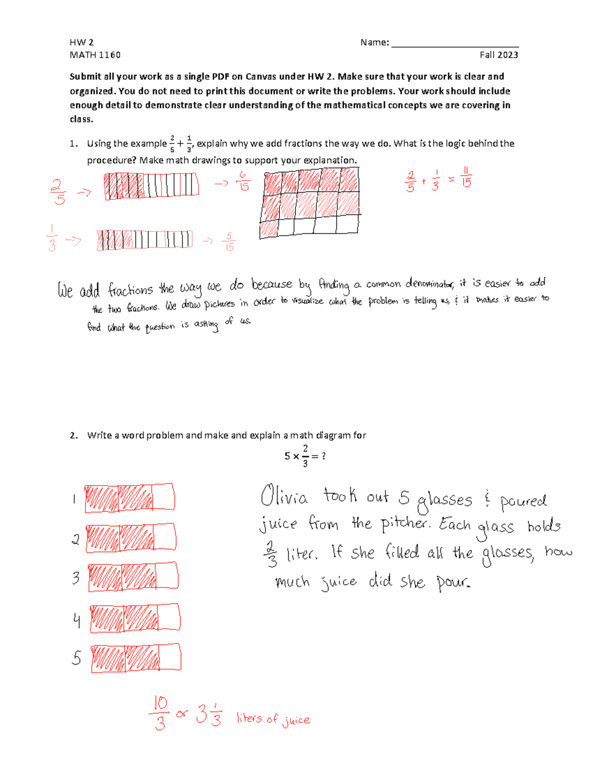 Math 1161 - Professor Sullivan - MATH 1160 Fall 2023 Submit all your ...