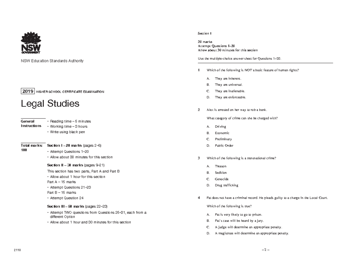 2019 HSC Legal Studies - NSW Education Standards Authority 2019 HIGHER ...