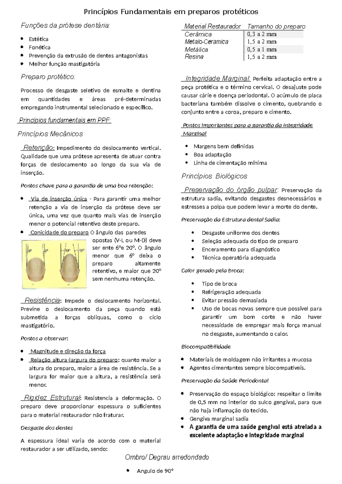 Protese 2 ta1 - Princípios Fundamentais em preparos protéticos Funções ...