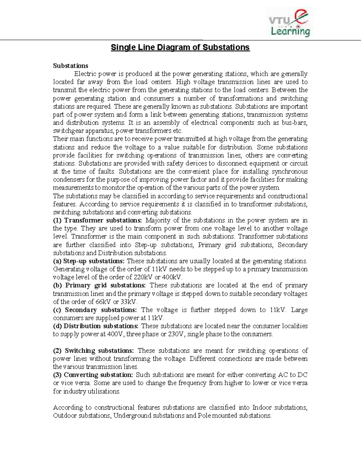 Single Line Diagram of Substations - Single Line Diagram of Substations ...