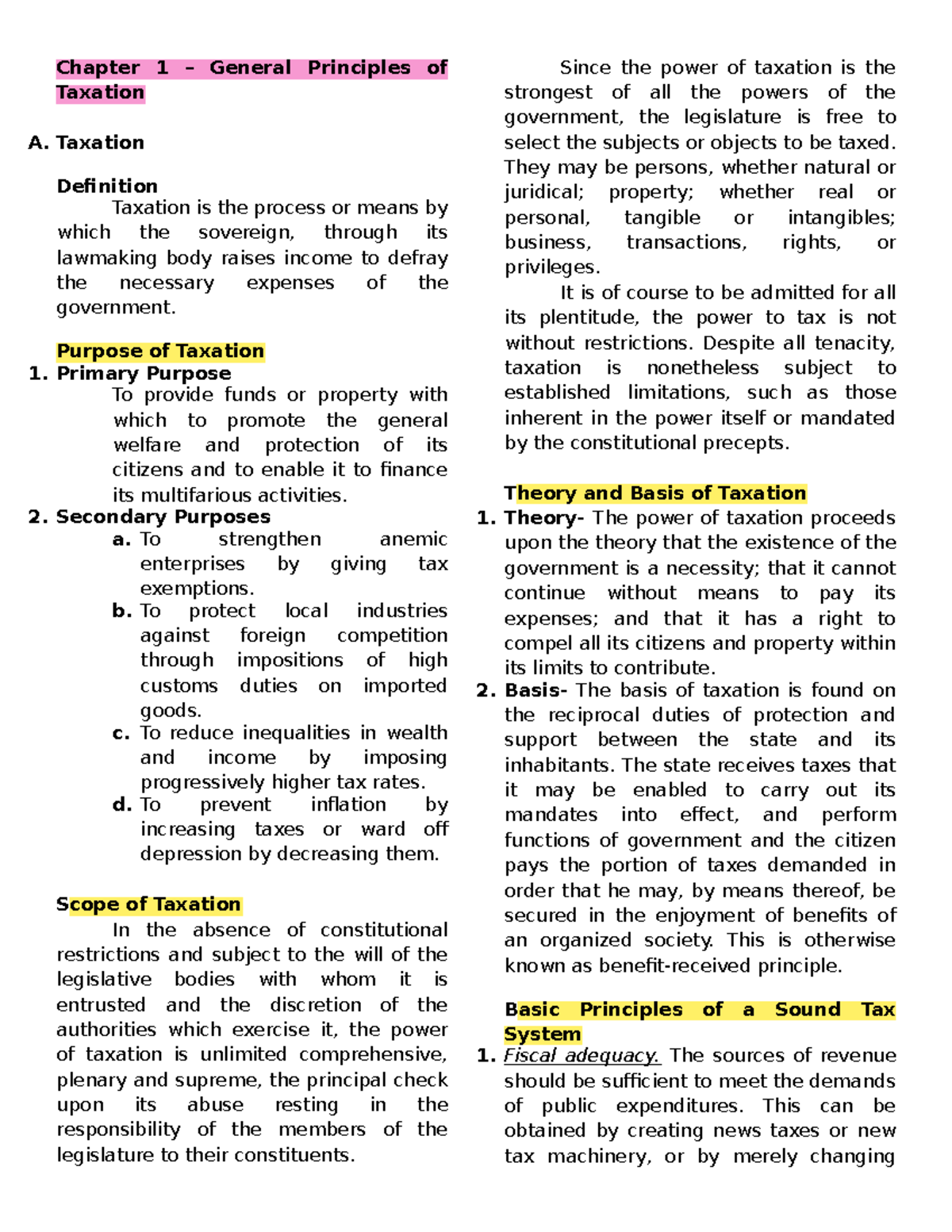 297187684 Chapter 1 General Principles of Taxation - Chapter 1 ...