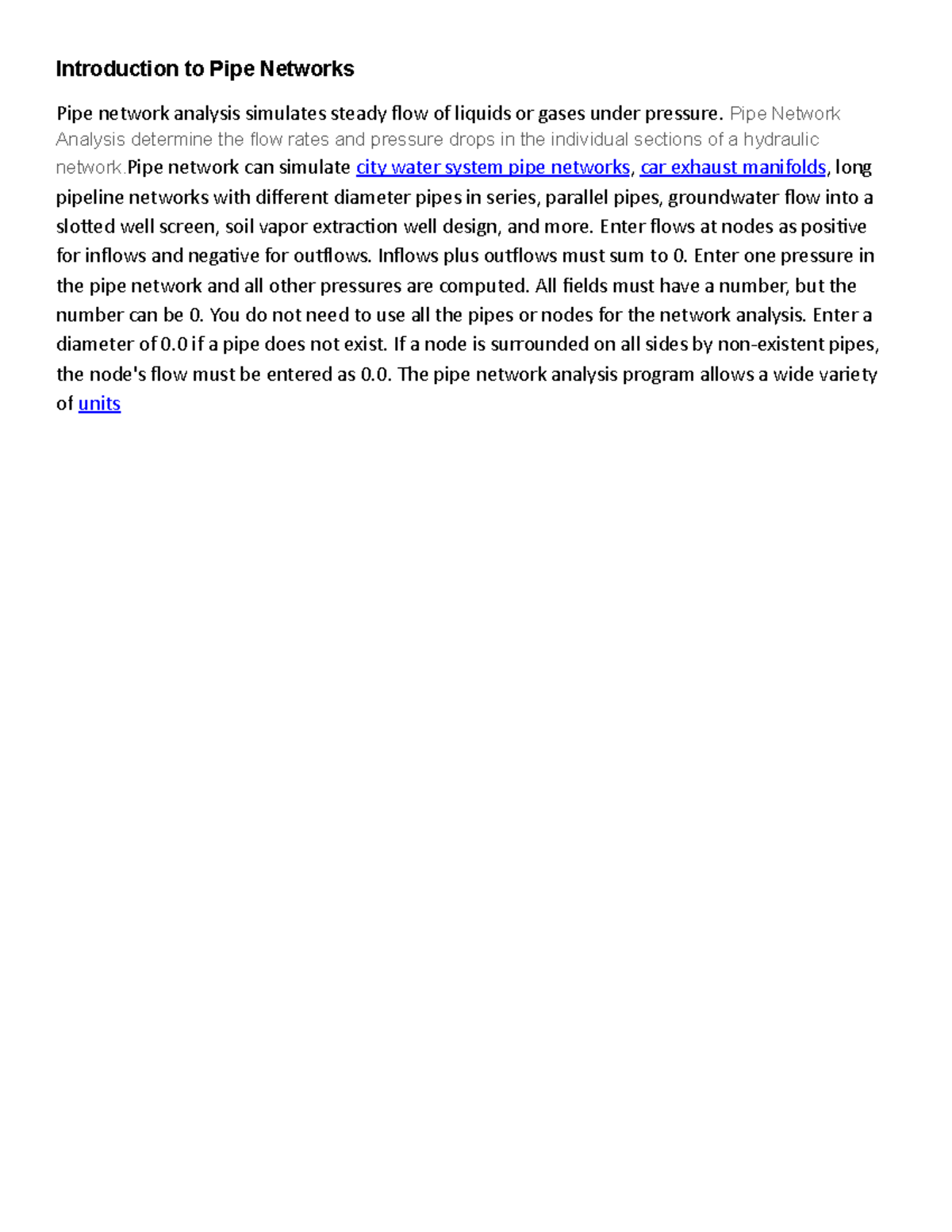 Fluid Pipe Networks - Introduction to Pipe Networks Pipe network ...