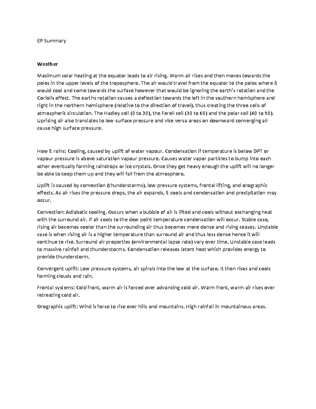 Lecture notes, Earth Processes For Engineering course All topics - EP ...