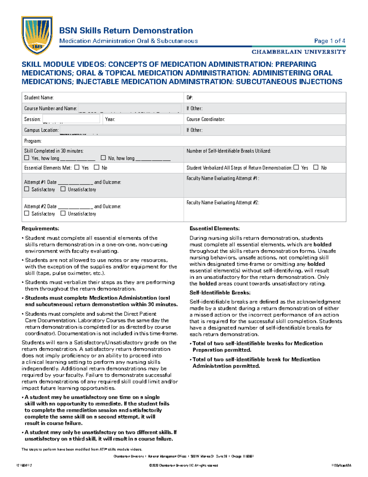 BSN RD Med Admin 3 - NR224 Skills script - Medication Administration ...