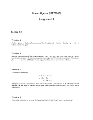 Elementary Linear Algebra Ch1.1~1.3 - 15. a. 2x 3y 1 b. X1 X3 3x2 X3 4 ...