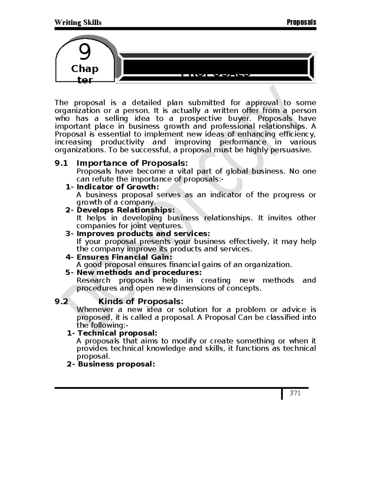 Academic Writing - PROPOSALS The proposal is a detailed plan submitted ...