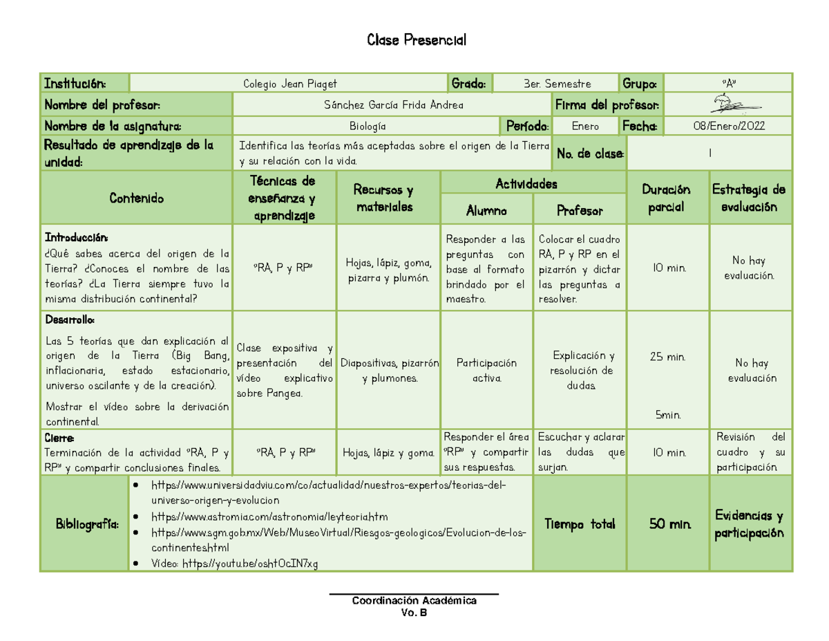 Diseño de plan clase Tema 3 - Clase Presencial Institución: Colegio ...