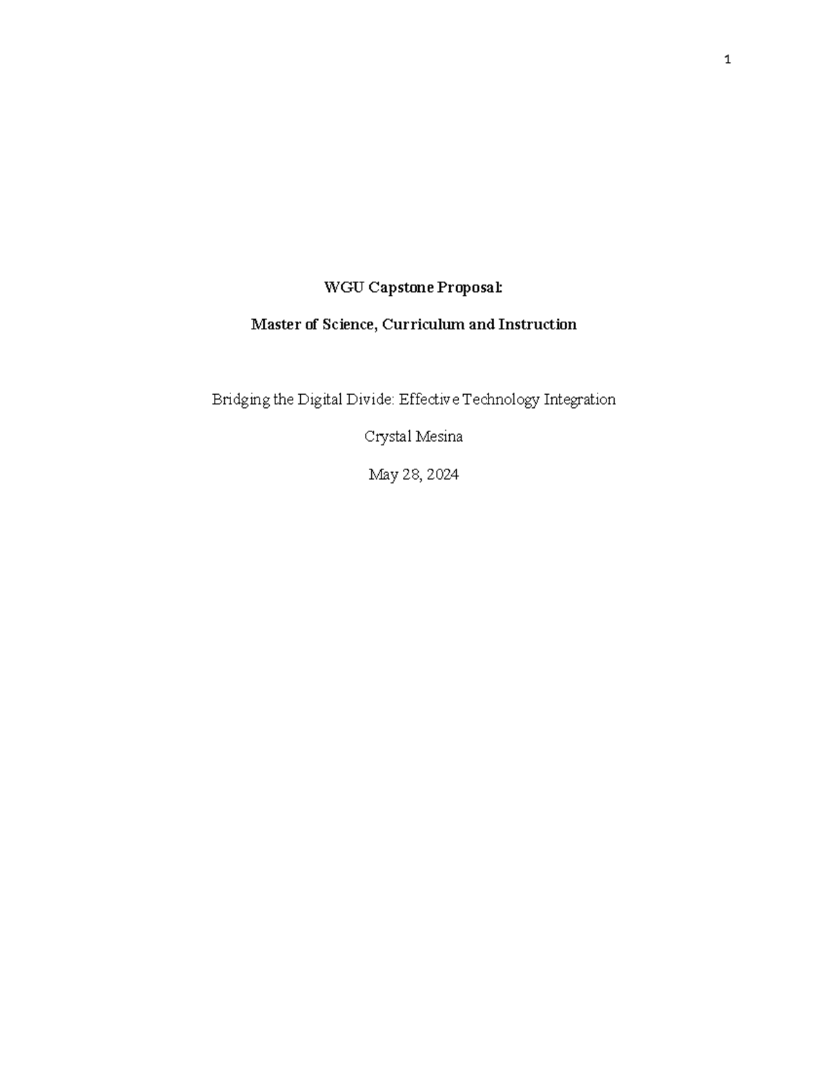 WGU Capstone Proposal Form - WGU Capstone Proposal: Master of Science ...