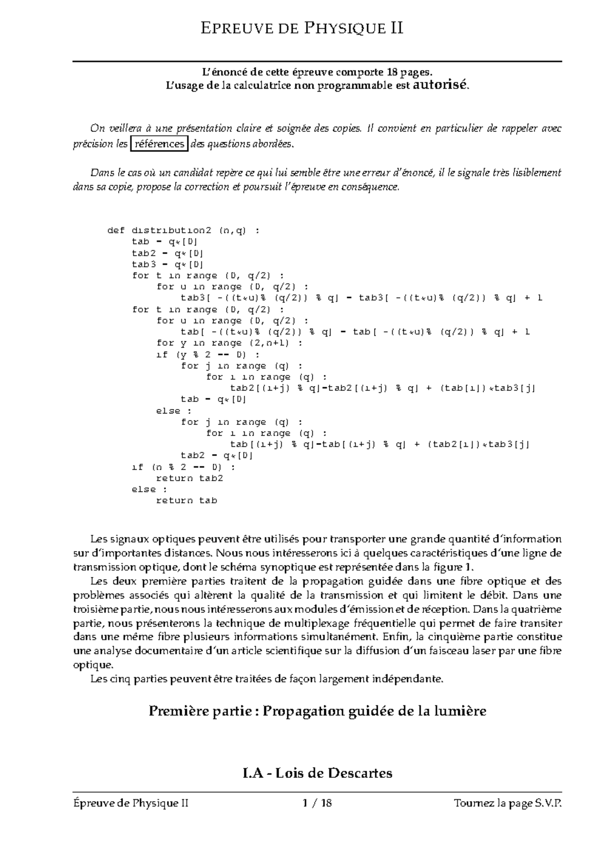 éprouve de physique 2 - L’ ́enonc ́e de cette ́epreuve comporte 18 pages. L’usage de la ...