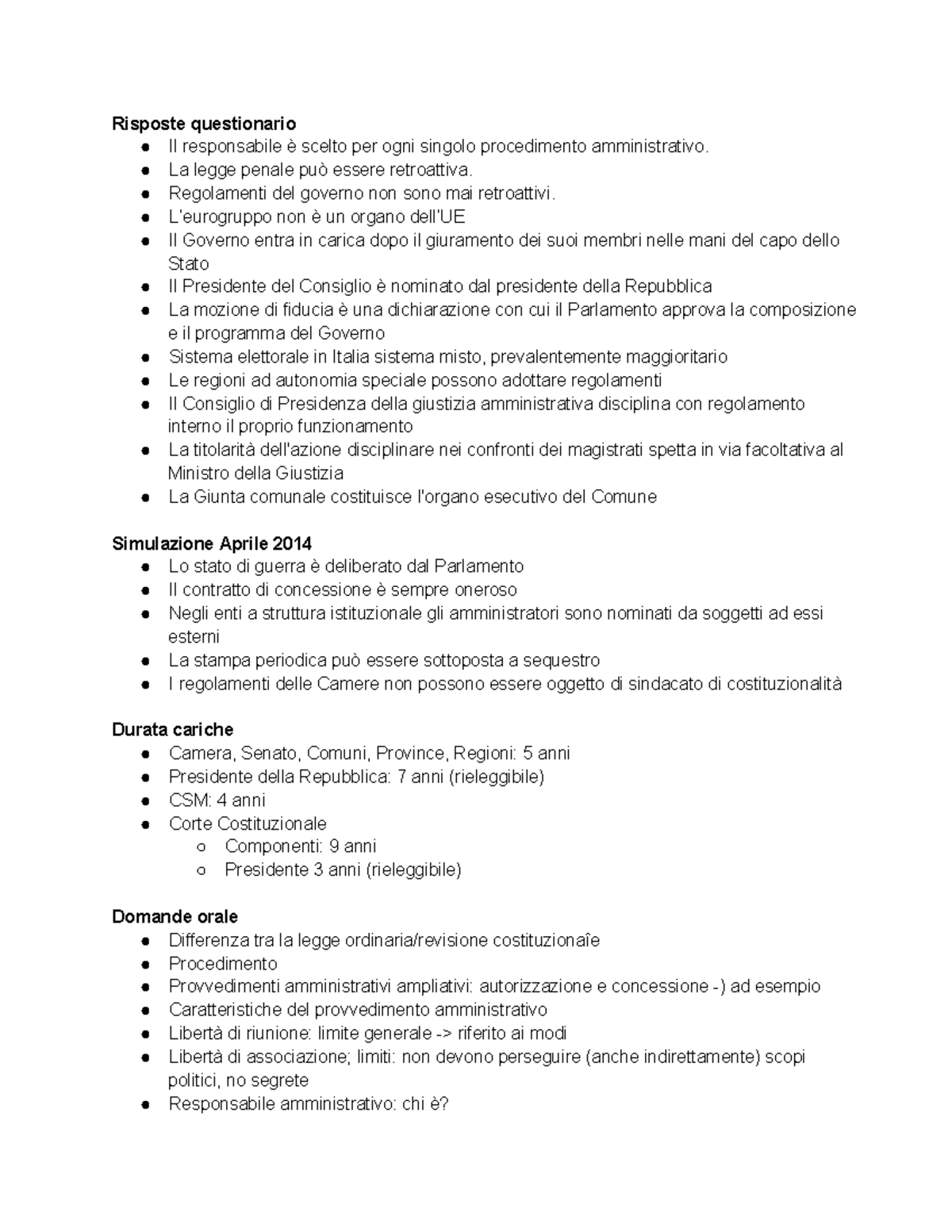 Ripasso (Crocette) diritto pubblico E - Risposte questionario Il responsabile è scelto per ogni ...