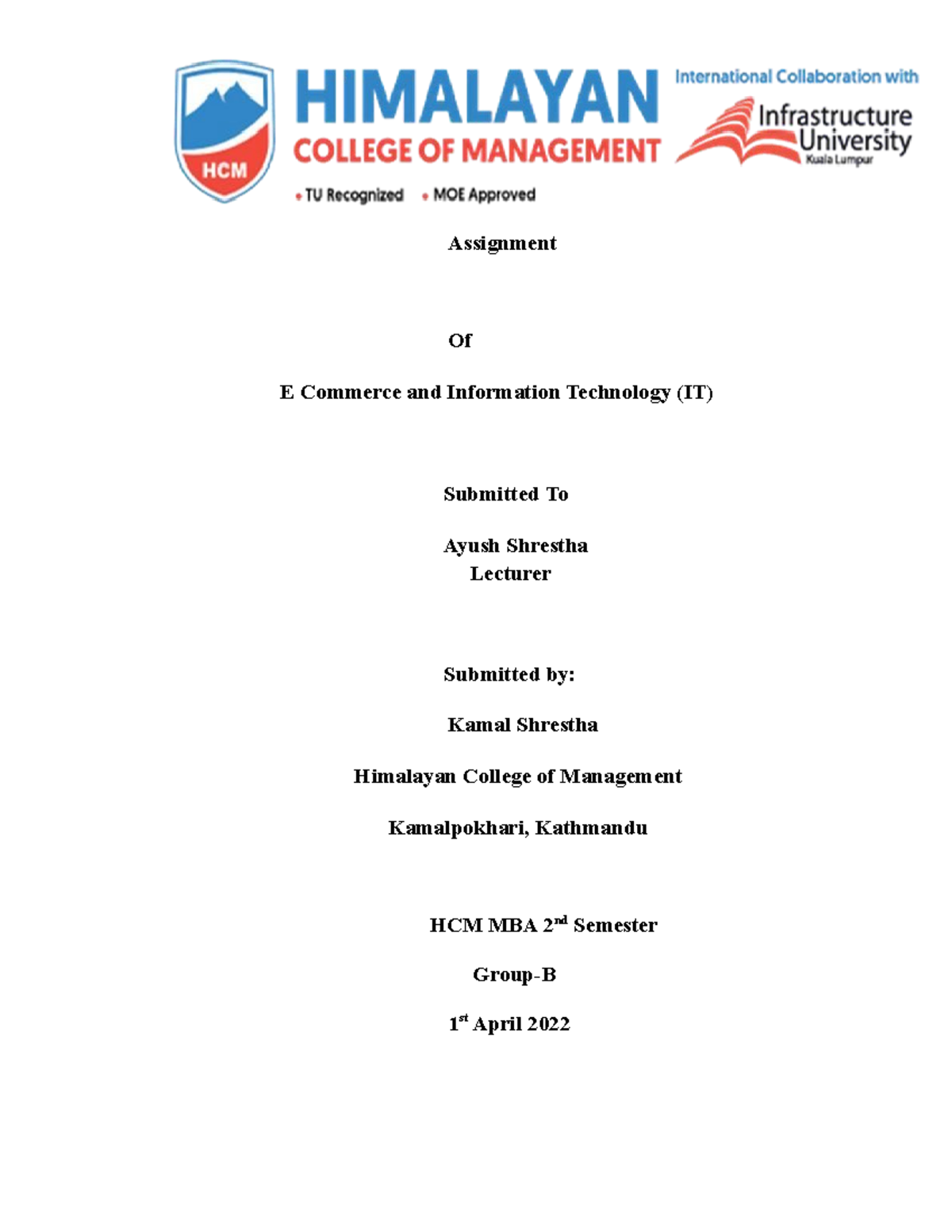 Final assignment of e commerce and it - Assignment Of E Commerce and ...