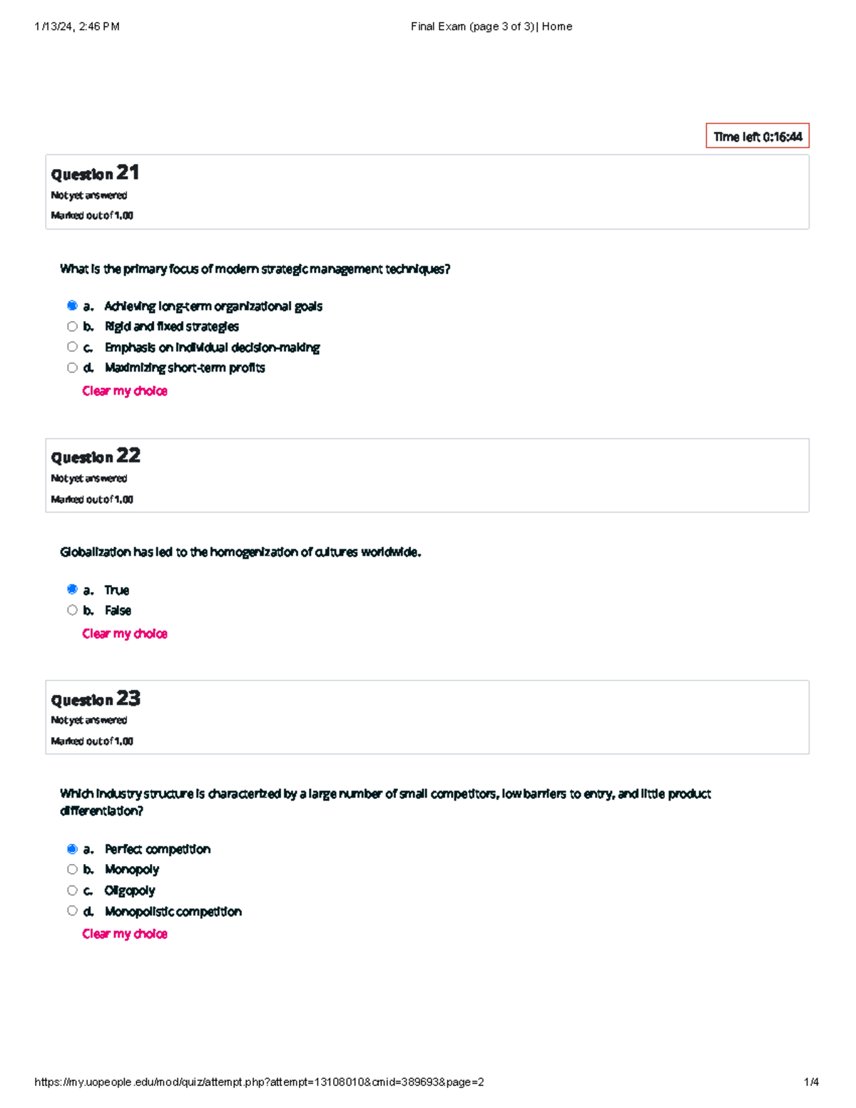 Final Exam (page 3 of 3) Home - Question 21 Not yet answered Marked out ...