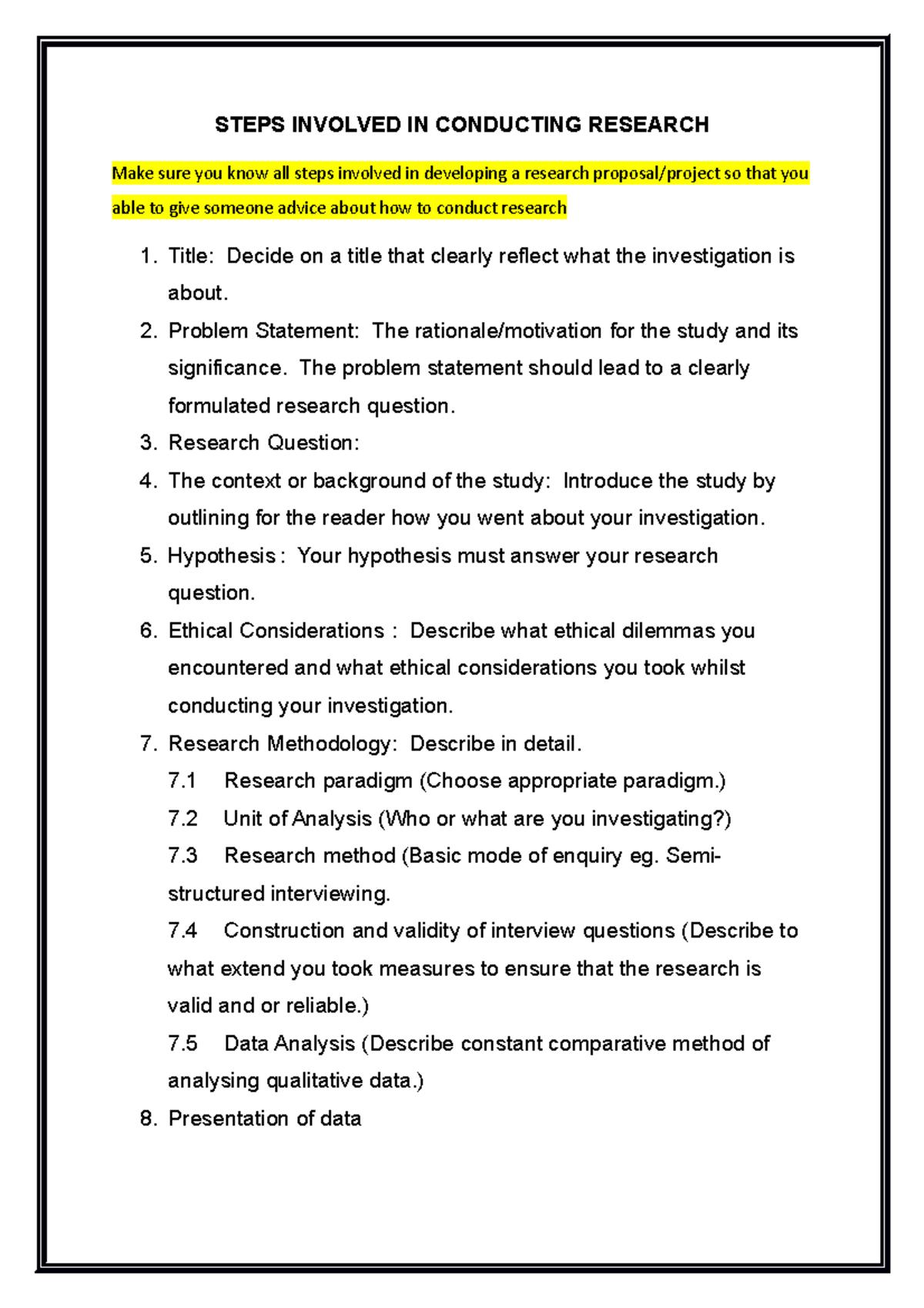Steps Involved IN Conducting Research updated - STEPS INVOLVED IN ...