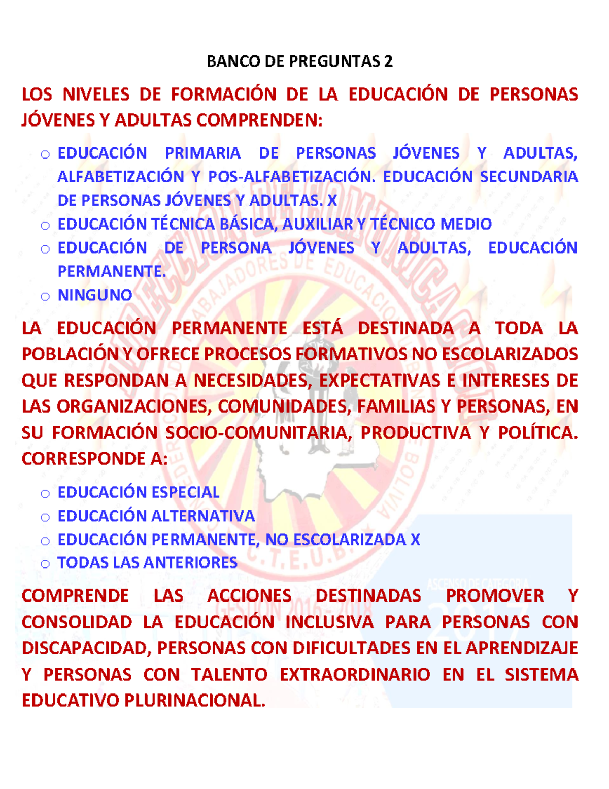 Banco DE Preguntas 2 - Shjddjd - BANCO DE PREGUNTAS 2 LOS NIVELES DE ...