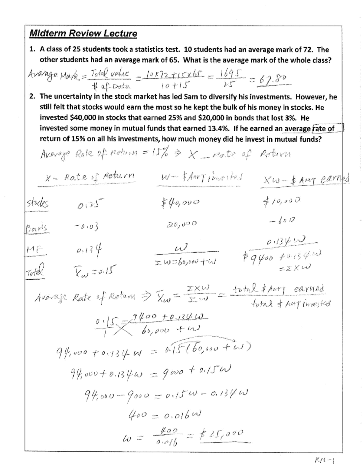 Midterm Review Question 2019 solutions - OPMT 1197 - Studocu