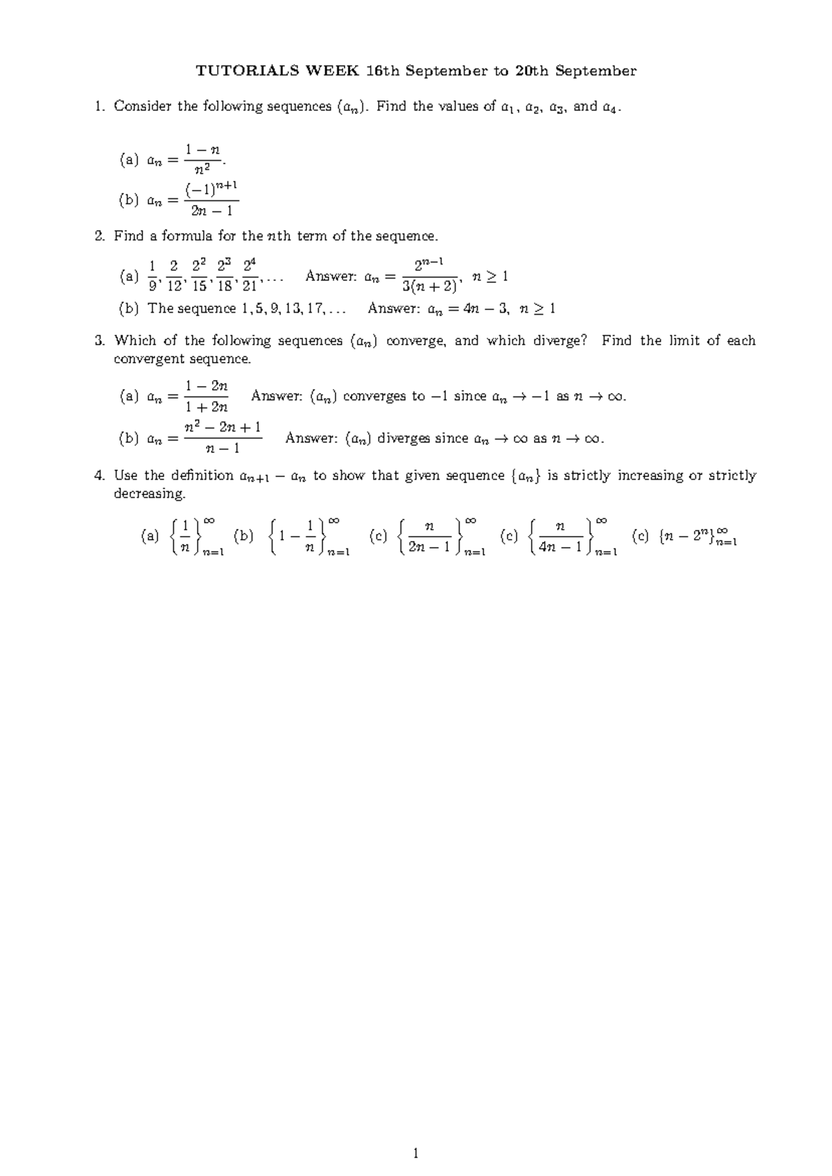 Tutorials For this week - TUTORIALS WEEK 16th September to 20th ...