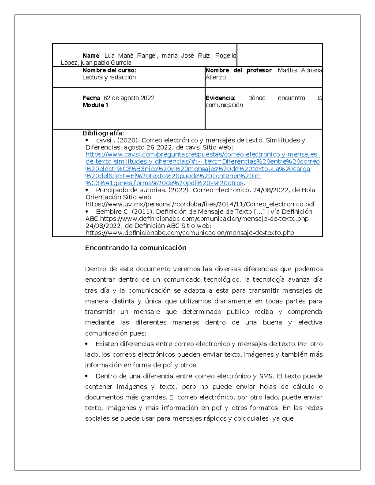 Actividad 2 Español donde encuentro la comunicación - Name: Lúa Mané ...