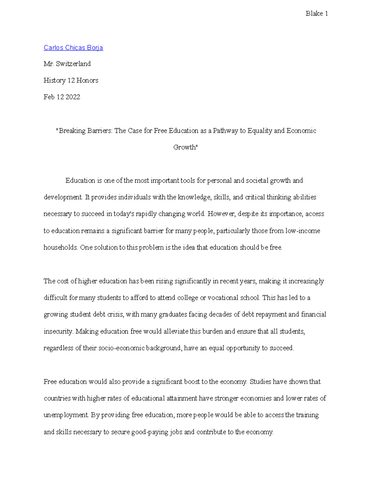 Breaking Barriers The Case for Free Education as a Pathway to Equality ...