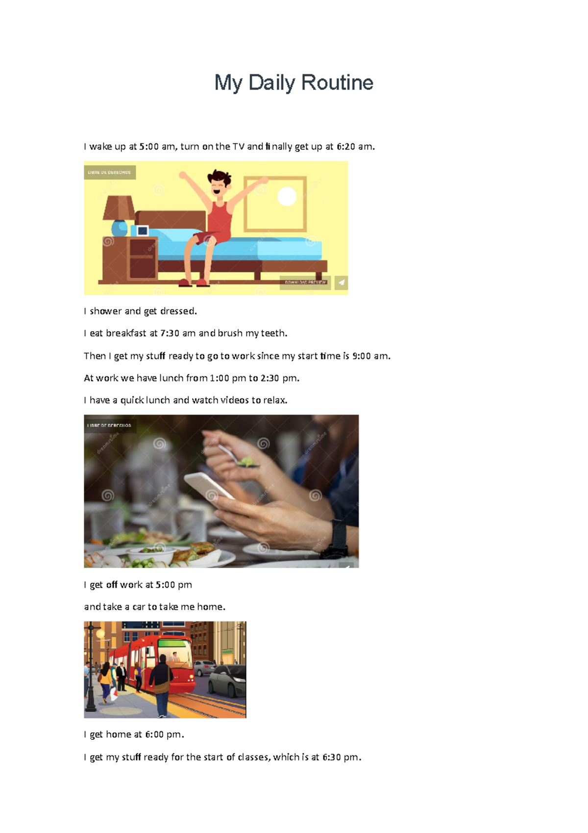 My Daily Routine - trabajo de las semana 2 , sobre la rutina diaria ...