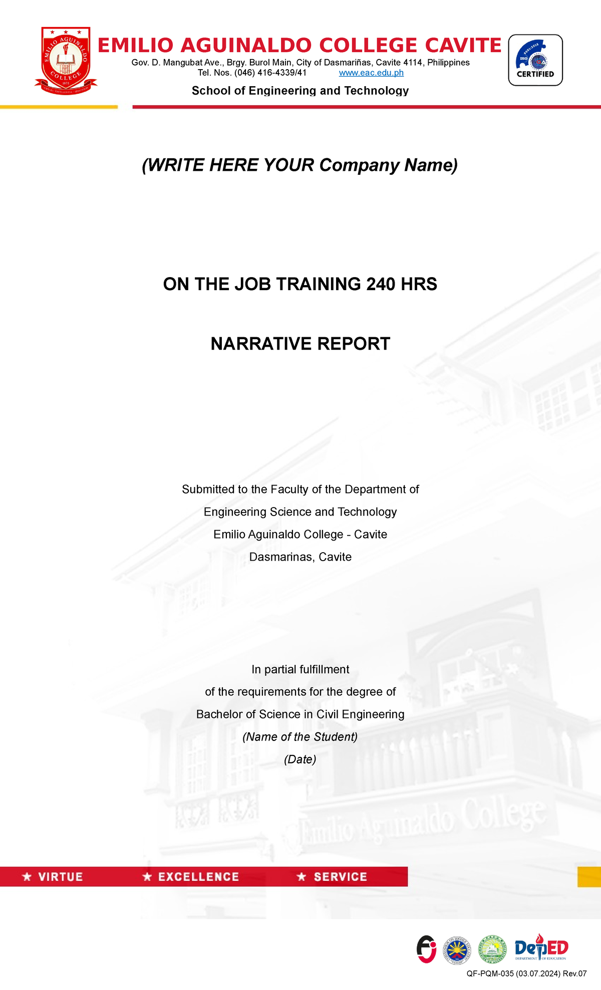 OJT- Narrative- Report - Gov. D. Mangubat Ave., Brgy. Burol Main, City ...