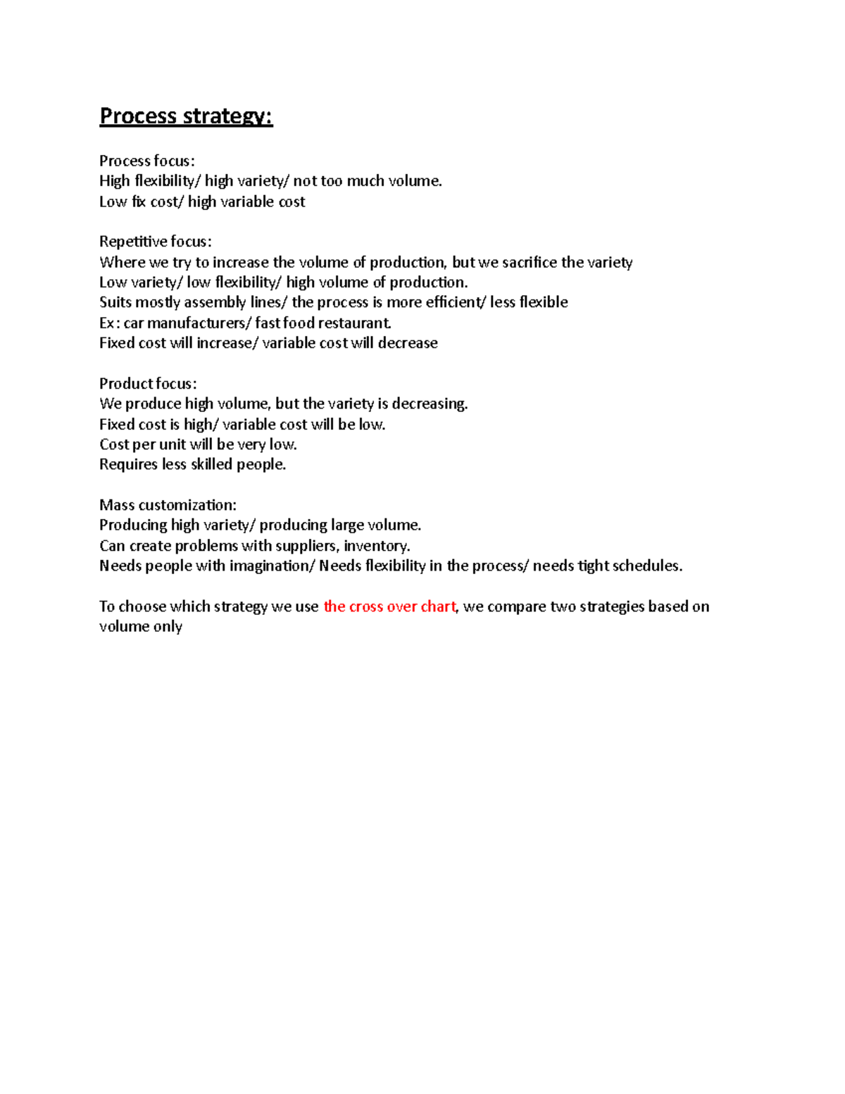 First session f2f - Process strategy: Process focus: High flexibility ...