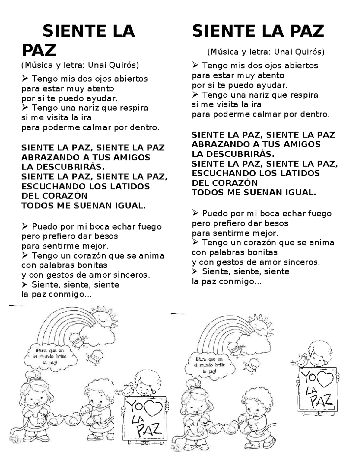 Canción: "SIENTE LA PAZ" de Unai Quirós - SIENTE LA PAZ (Música y letra ...