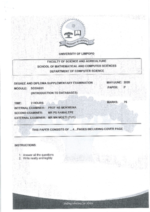 SCOA031 - Supp exam - UNIVERSITY OF LIMPOPO FACULTY OF SCIENCE AND ...