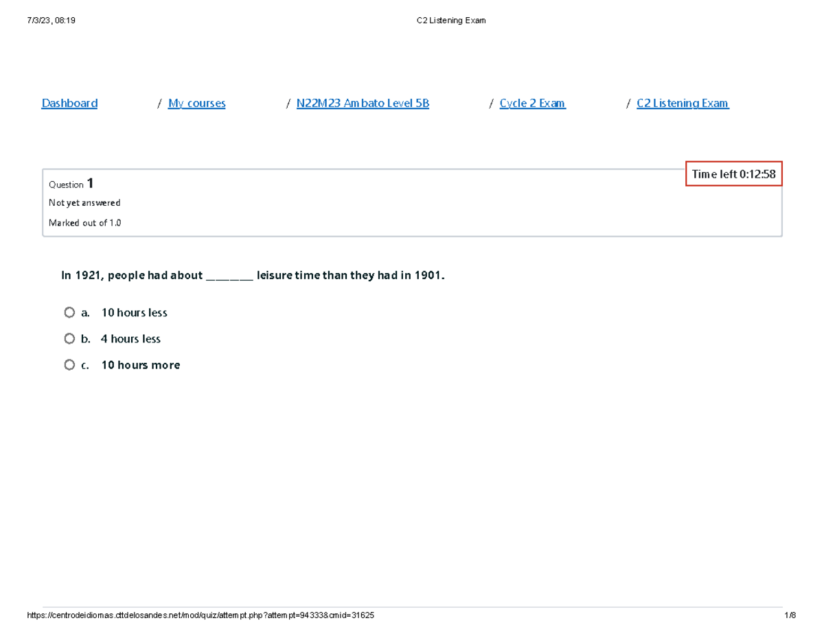 C2 Listening Exam - Un examen de inglés puede variar en formato ...