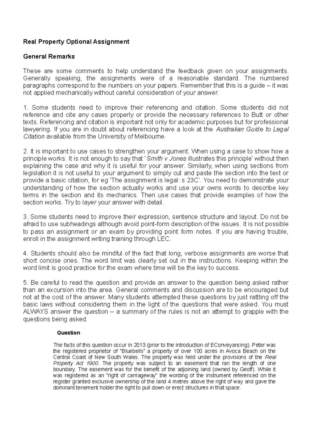 General-Feedback - Feedback - Real Property Optional Assignment General ...