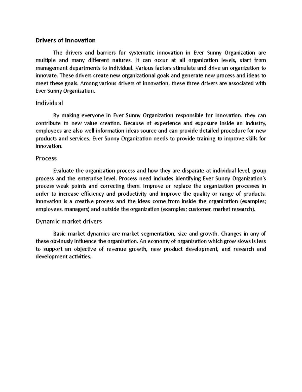 Drivers of Innovation - report - Drivers of Innovation The drivers and ...