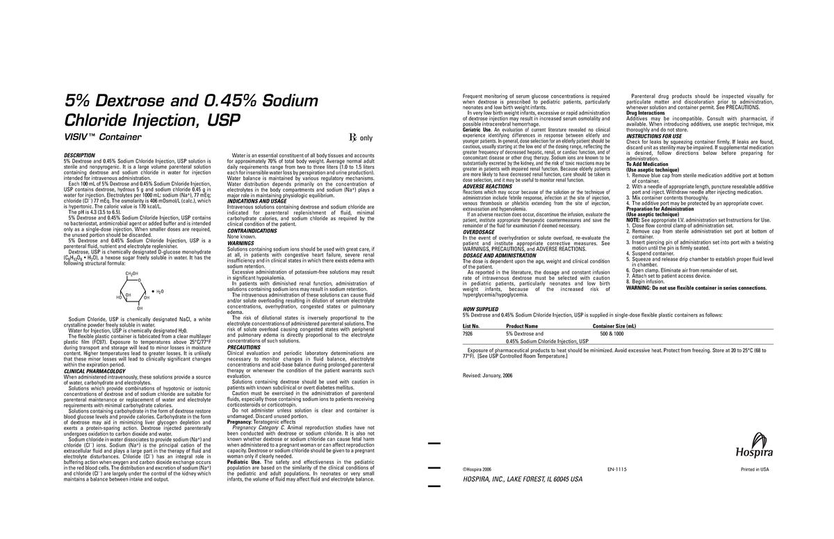 5% Dextrose and 0.45% Sodium - 5% Dextrose and 0% Sodium Chloride ...