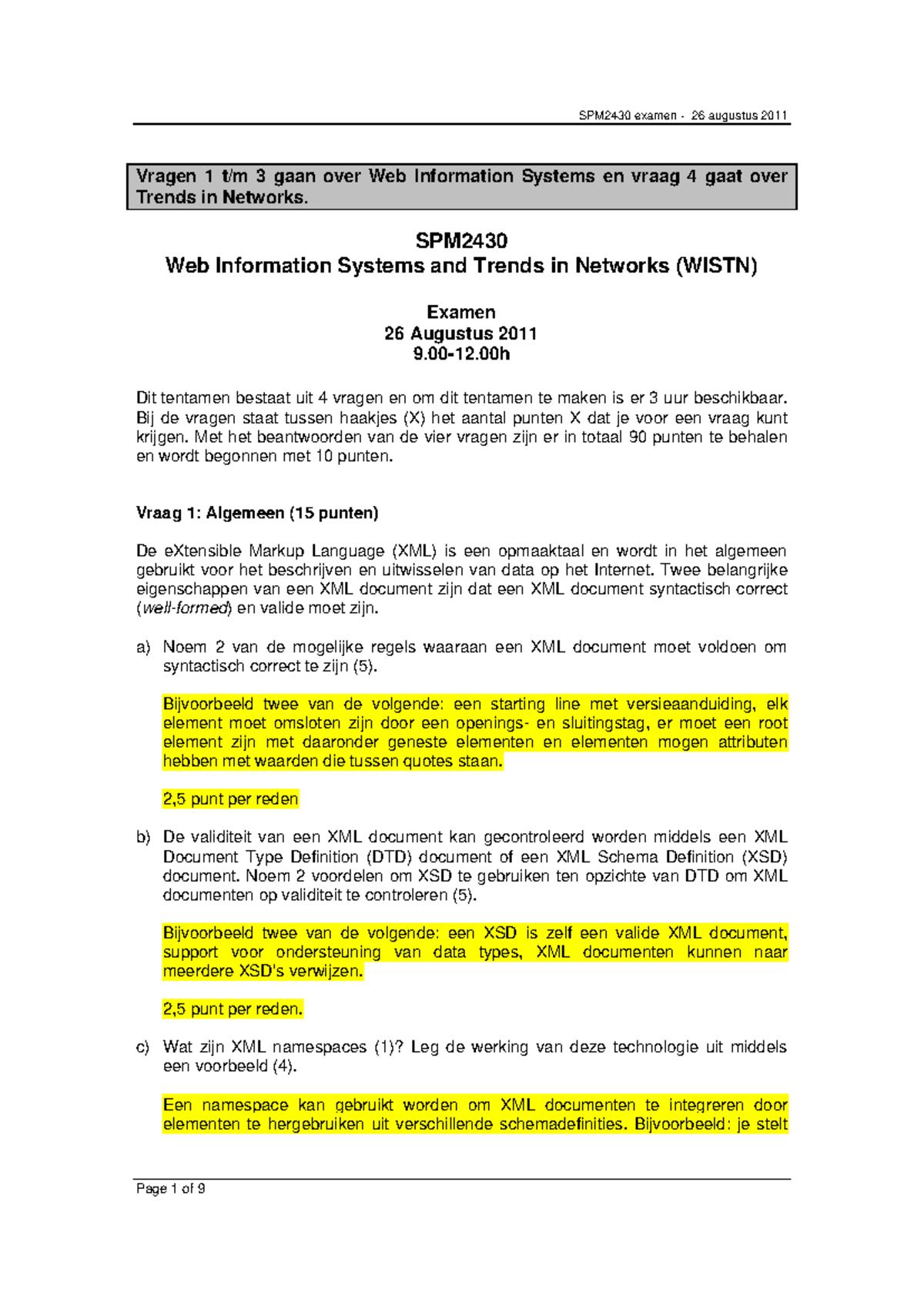 Tentamen 26 Augustus 2011, Vragen En Antwoorden | I and C ...